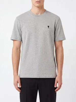 AMI Paris Crewneck Cotton T-shirt With Embroidered De Coeur Logo And Dropped Shoulders