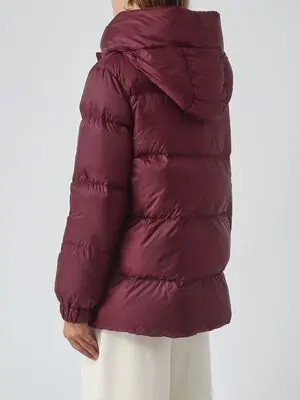 Max Mara Short Down Jacket With Hood - Wine