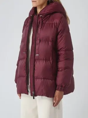 Max Mara Short Down Jacket With Hood - Wine