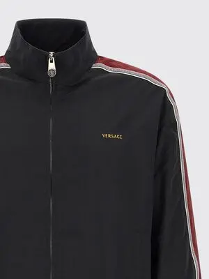 Versace Technical Fabric Zip-up Sweatshirt With Contrast Logo