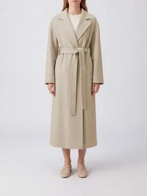 Sportmax Pure Virgin Wool Hooded Long Robe Coat - Beige