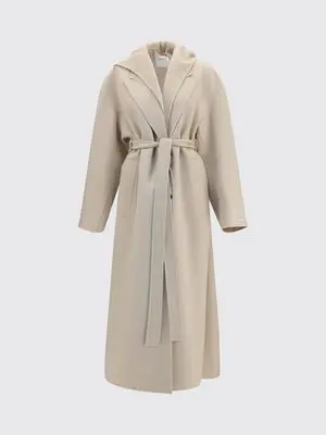 Sportmax Pure Virgin Wool Hooded Long Robe Coat - Beige