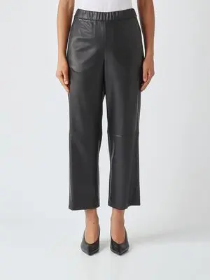 Max Mara Cropped Faux Leather Trousers - Black
