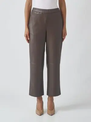 Max Mara Cropped Straight-leg Trousers In Faux Leather With Elastic Waist