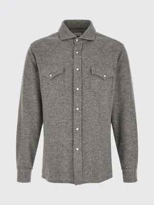 Brunello Cucinelli Cashmere Blend Knit Shirt With Patch Pockets