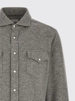 Brunello Cucinelli Cashmere Blend Knit Shirt With Patch Pockets
