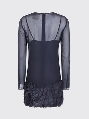 SEMICOUTURE Feather Embellished Sheath Mini Dress