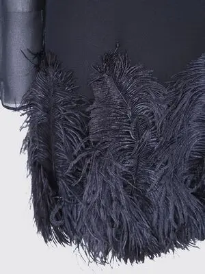 SEMICOUTURE Feather Embellished Sheath Mini Dress