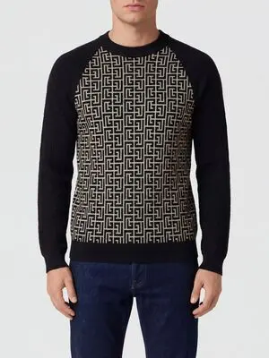 Balmain Slim Fit Crewneck Jumper With Geometric Print