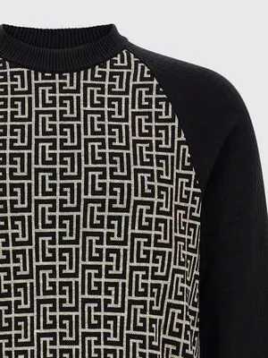 Balmain Slim Fit Crewneck Jumper With Geometric Print