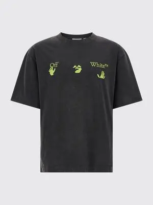 Off-White Short-sleeved Cotton T-shirt With Contrast Logo Print