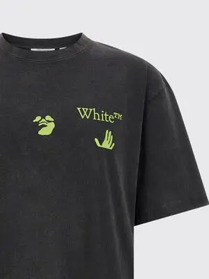 Off-White Short-sleeved Cotton T-shirt With Contrast Logo Print
