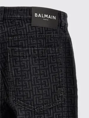 Balmain Straight Fit Pb Monogram Jacquard Denim Jeans
