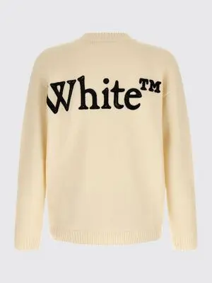 Off-White Jacquard Logo Wool Blend Crewneck Jumper With Dropped Shoulders