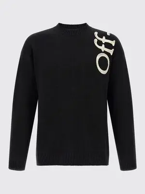 Off-White Jacquard Logo Wool Blend Crewneck Jumper With Dropped Shoulders