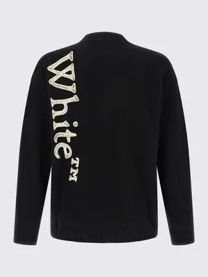 Off-White Jacquard Logo Wool Blend Crewneck Jumper With Dropped Shoulders