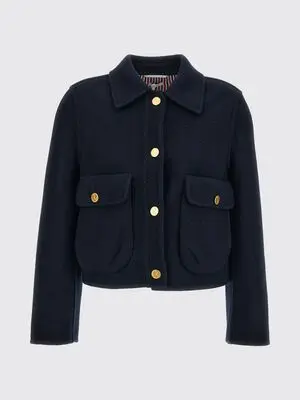 Thom Browne Single-breasted Short Coat In Pure Virgin Wool With Patch Pockets