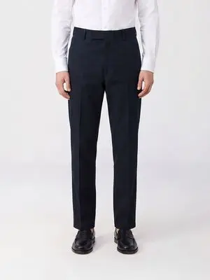 Thom Browne Slim Fit Cotton Tailored Trousers With Mid-rise Waist - Blue