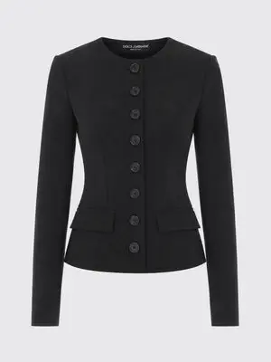 Dolce & Gabbana Slim Fit Wool Crew Neck Blazer