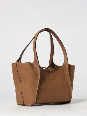 TOD'S Silver Tone T Buckle Shoulder Bag - Brown