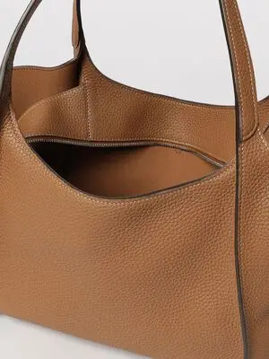 TOD'S Silver Tone T Buckle Shoulder Bag - Brown