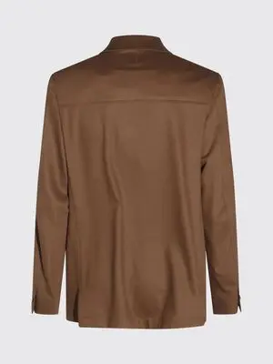 Canali Single-breasted Virgin Wool Short Coat With Patch Pockets