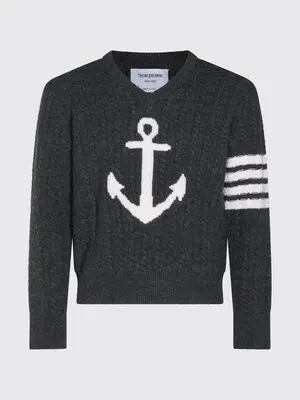 Thom Browne Slim Fit Virgin Wool V-neck Jumper With Iconic 4-bar Stripe