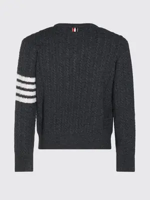 Thom Browne Slim Fit Virgin Wool V-neck Jumper With Iconic 4-bar Stripe