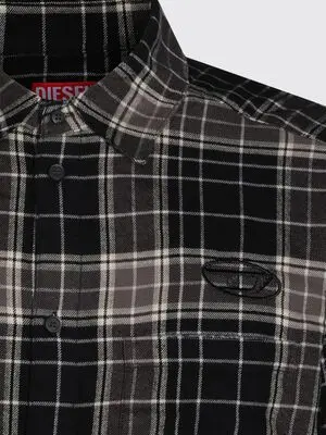 DIESEL® Check Cotton Shirt With Embroidered Oval D Logo