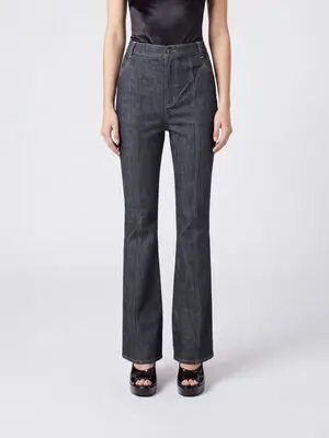 SELF-PORTRAIT High-waisted Flared Jeans In Stretch Cotton Denim
