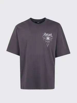 Amiri Short-sleeved Cotton T-shirt With Logo Print - Grey