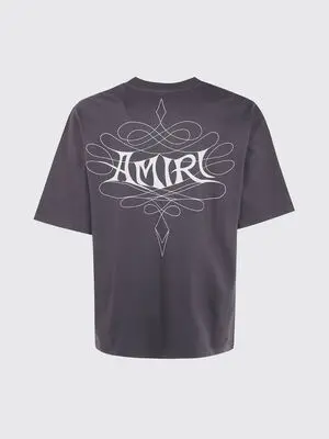 Amiri Short-sleeved Cotton T-shirt With Logo Print - Grey