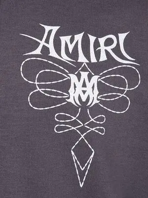 Amiri Short-sleeved Cotton T-shirt With Logo Print - Grey