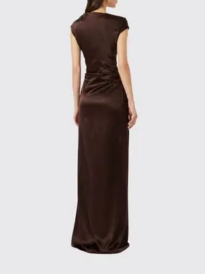 Max Mara Long One-shoulder Satin Evening Gown With Waist Draping