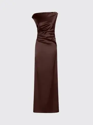 Max Mara Long One-shoulder Satin Evening Gown With Waist Draping