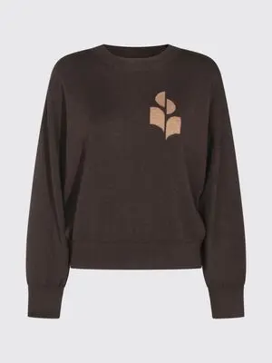 Isabel Marant Étoile Contrast Logo Cotton And Wool Crewneck Jumper - Cocoa
