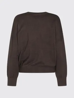 Isabel Marant Étoile Contrast Logo Cotton And Wool Crewneck Jumper - Cocoa