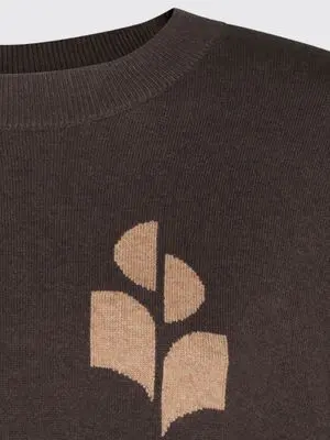 Isabel Marant Étoile Contrast Logo Cotton And Wool Crewneck Jumper - Cocoa