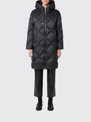 Max Mara Long Quilted Nylon Down Jacket With Drawstring Hood - Black