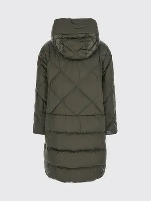 Max Mara Long Quilted Nylon Down Jacket With Drawstring Hood - Green
