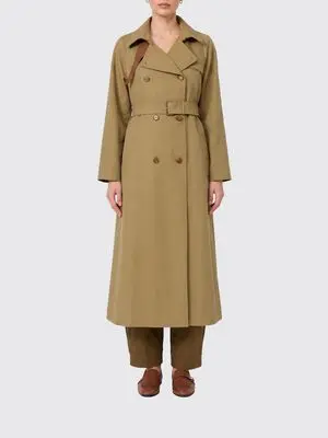 Max Mara Long Double-breasted Cotton Gabardine Trench Coat With Belt