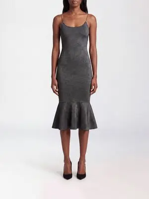 Jacquemus Cotton U-neck Midi Dress With Thin Straps And Ruffles