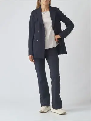 Max Mara High-waisted Skinny Stretch Jersey Trousers With Side Zip - Navy