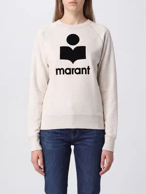 Isabel Marant Étoile Cotton-blend Crewneck Sweatshirt With Flocked Logo - Ecru