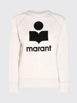 Isabel Marant Étoile Cotton-blend Crewneck Sweatshirt With Flocked Logo - Ecru