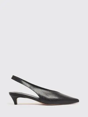 TWINSET Sheepskin Slingbacks With Python Print And Low Stiletto Heel