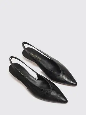 TWINSET Sheepskin Slingbacks With Python Print And Low Stiletto Heel