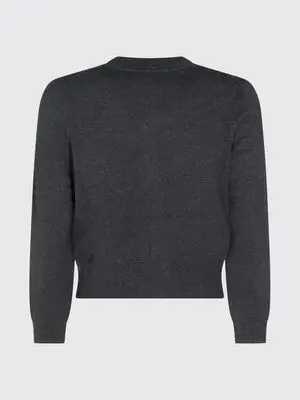 Isabel Marant Étoile Cotton And Wool Crewneck Cardigan With Contrast Logo - Charcoal