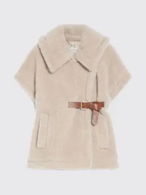 Max Mara Short Camel Fur Jacket With Lapels And Belt
