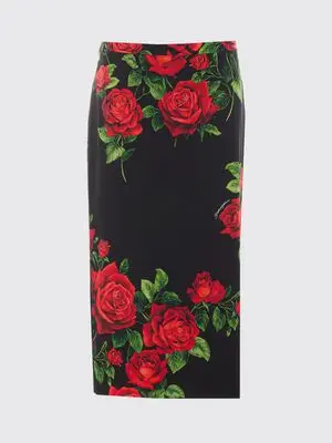 Dolce & Gabbana Floral Print Stretch-silk Pencil Midi Skirt